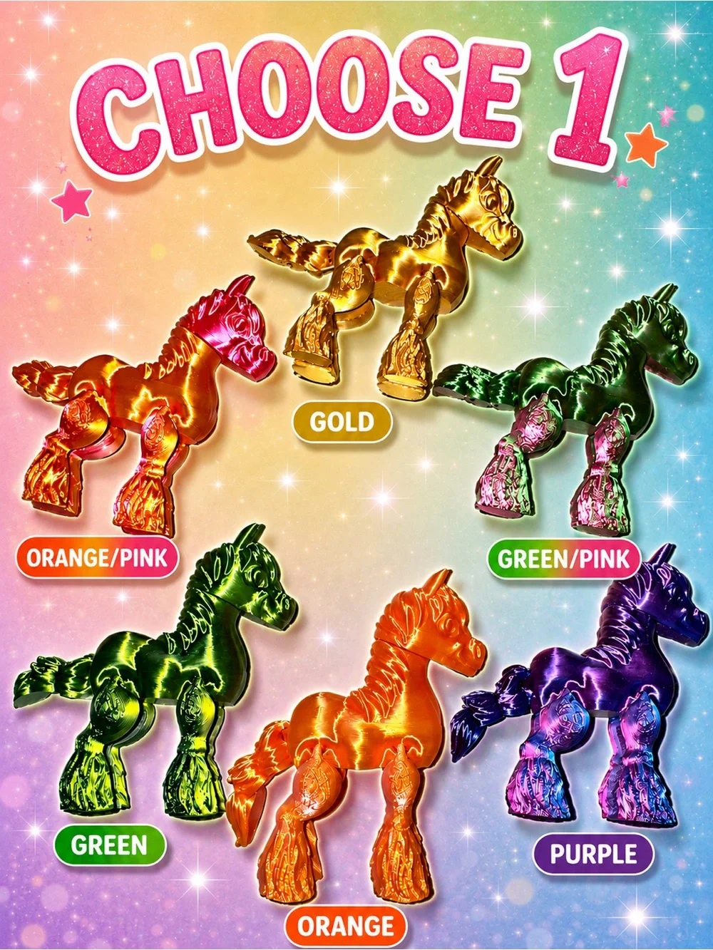 Toys | 3d Printed Horse With Moveable Parts | Poshmark